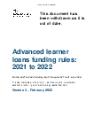 Advanced learner loans funding rules 2021 to 2022 - GOV.UK