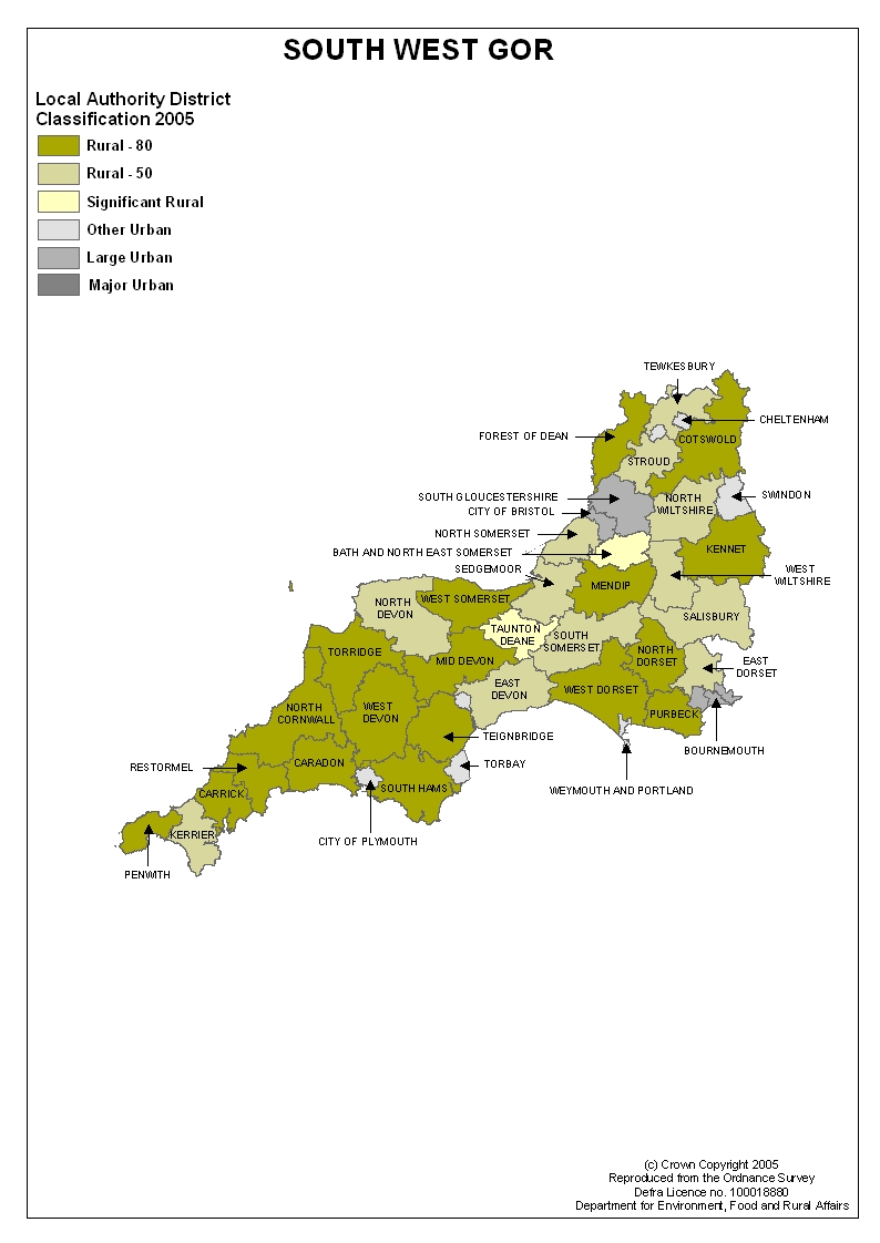 Regional maps of rural areas (Census 2001) - Region: south-west - GOV.UK