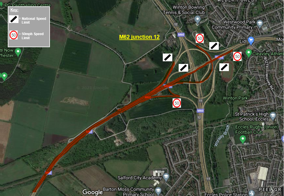 M62 J11-12 Eastbound and Westbound speed restrictions - GOV.UK