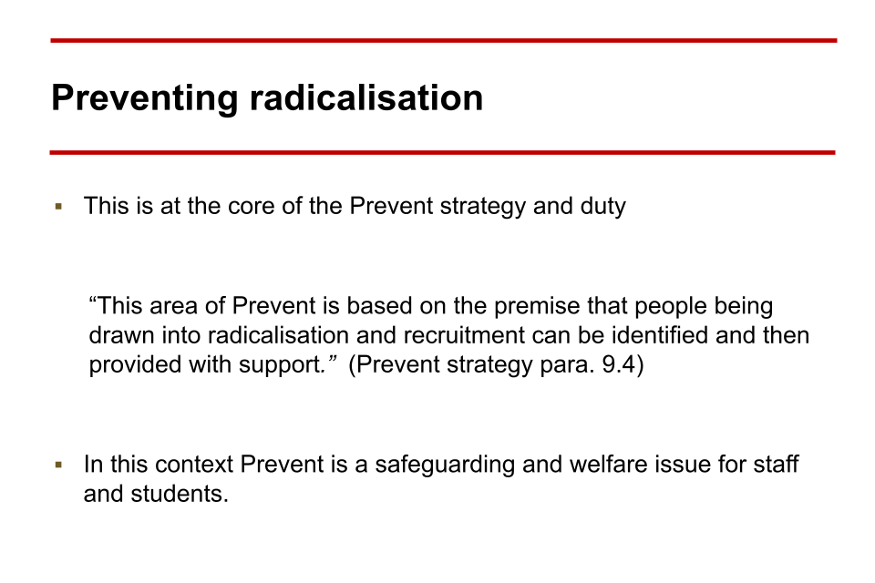 An introduction to the Prevent Duty in higher education (HE): notes for ...