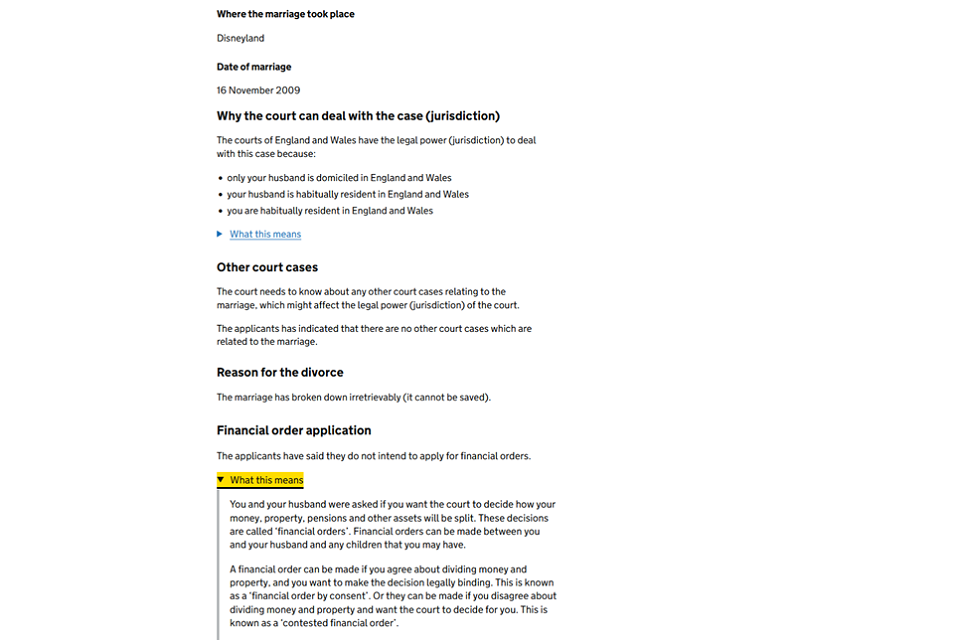 Joint conditional order process for applicant 2 – litigant in person ...
