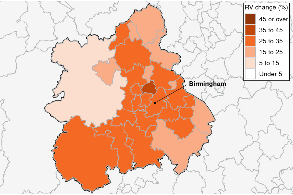 Non-domestic rating: Reval 2023 compiled list, maps showing change in ...