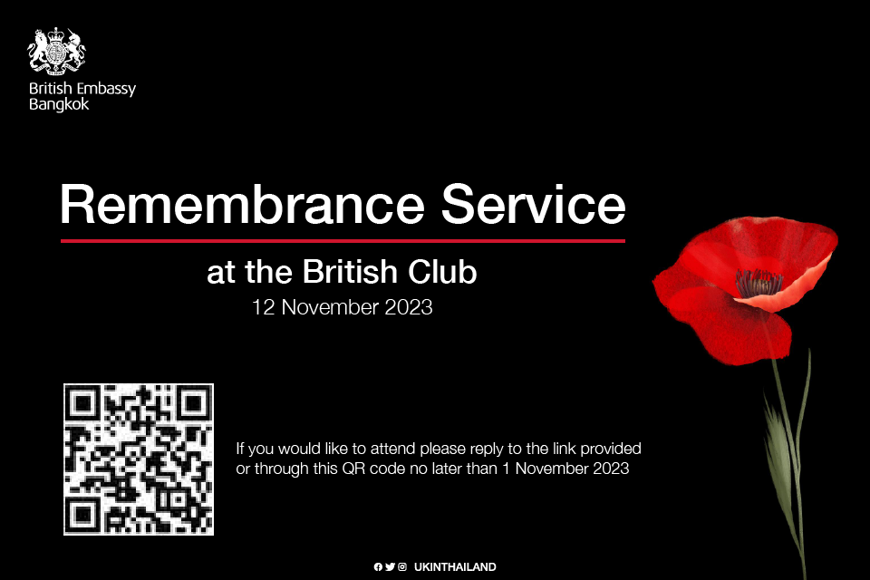 Bangkok to Host Remembrance Service on Nov 12, 2023 | Mirage News