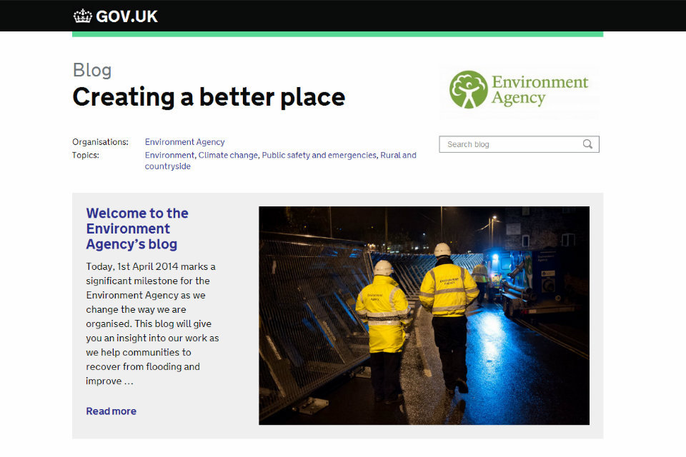 Environment Agency blog: Creating a better place - GOV.UK