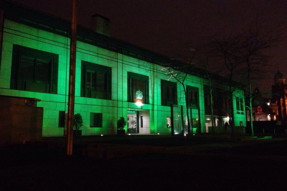 British Embassy in Dublin goes green to mark St. Patrick’s Day - GOV.UK