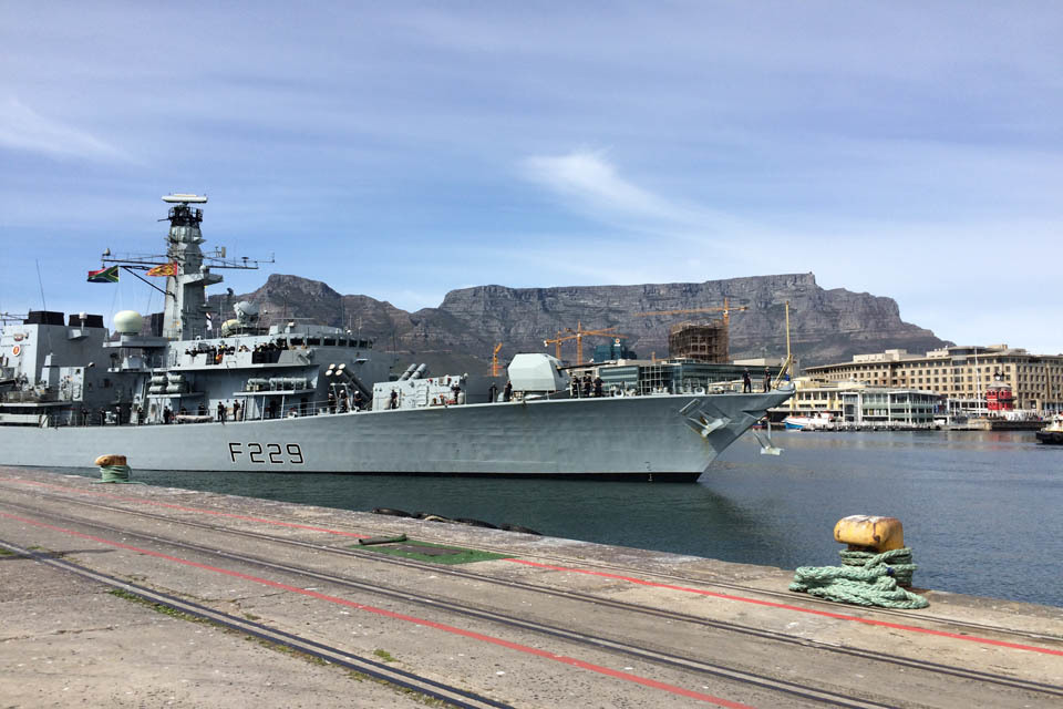 HMS Lancaster docks at the V&A Waterfront, Cape Town - GOV.UK