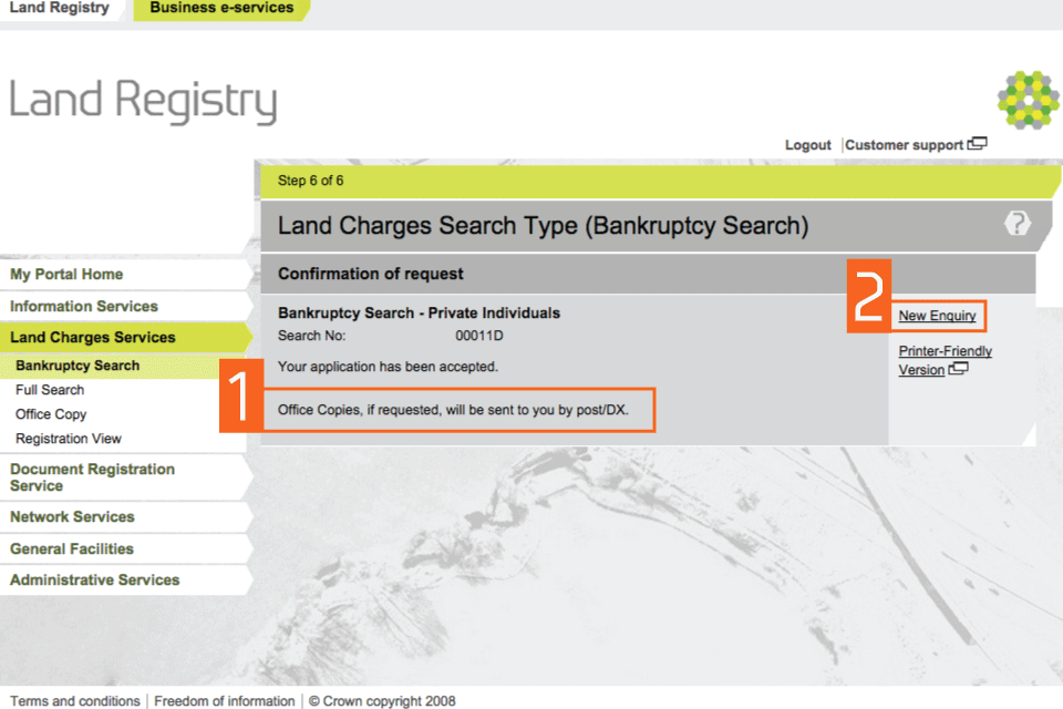 HM Land Registry portal: how to make a bankruptcy search - GOV.UK