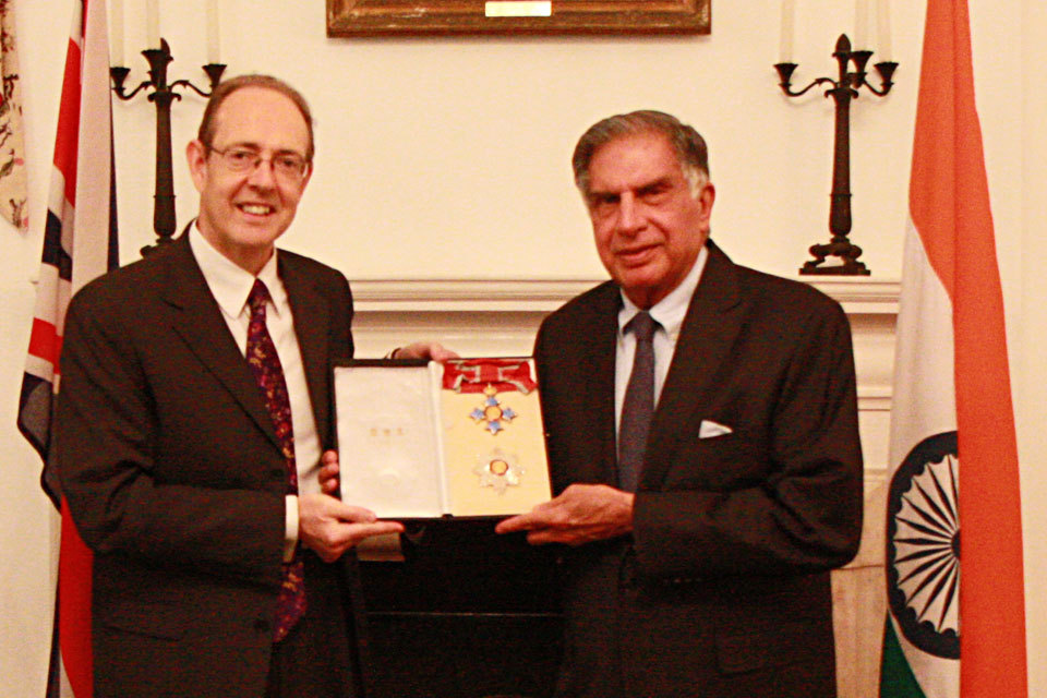 Sir James Bevan presents GBE (Knight Grand Cross) to Ratan Tata - GOV.UK