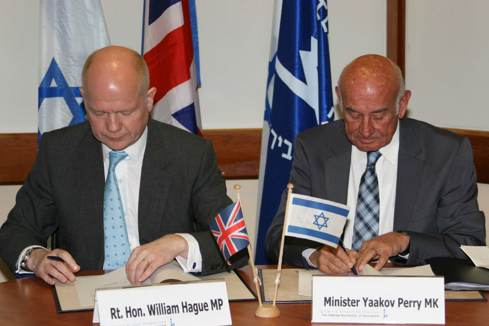 Foreign Secretary signs MoU with Israeli Science Minister Yaacov Peri ...