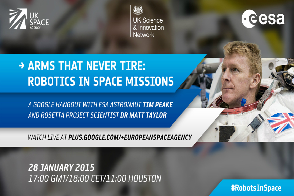 ESA Astronaut Tim Peake featured on Google Hangout - GOV.UK