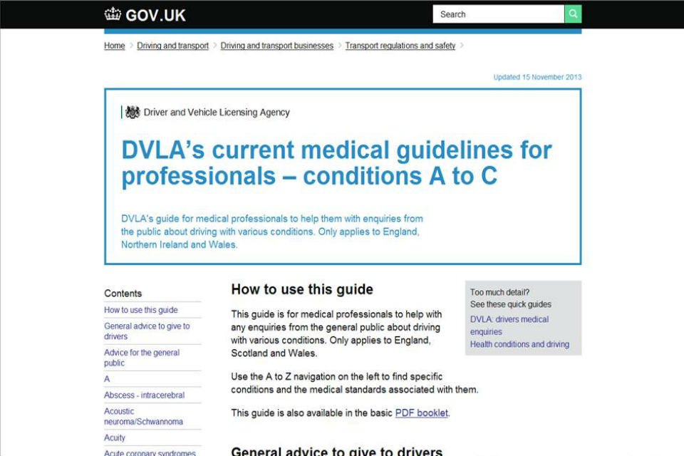 Important information on fitness to drive standards for medical ...