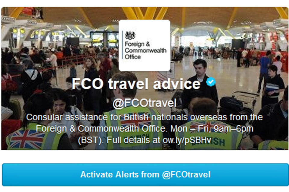 FCO sign up to Twitter Alerts Service - GOV.UK