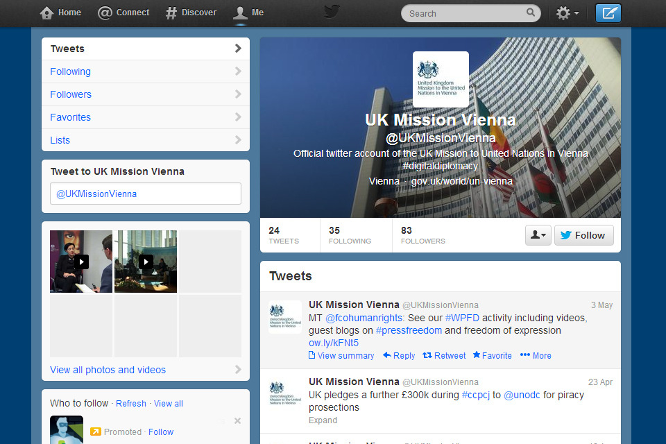 UK Mission to the United Nations in Vienna on social media - GOV.UK