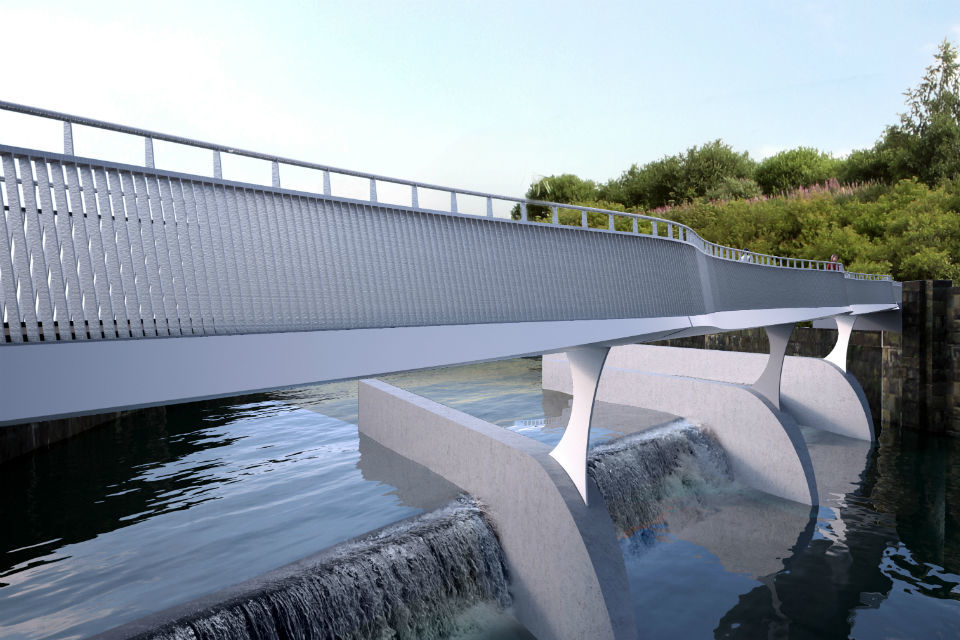 Knostrop footbridge starts to take shape over the River Aire - GOV.UK