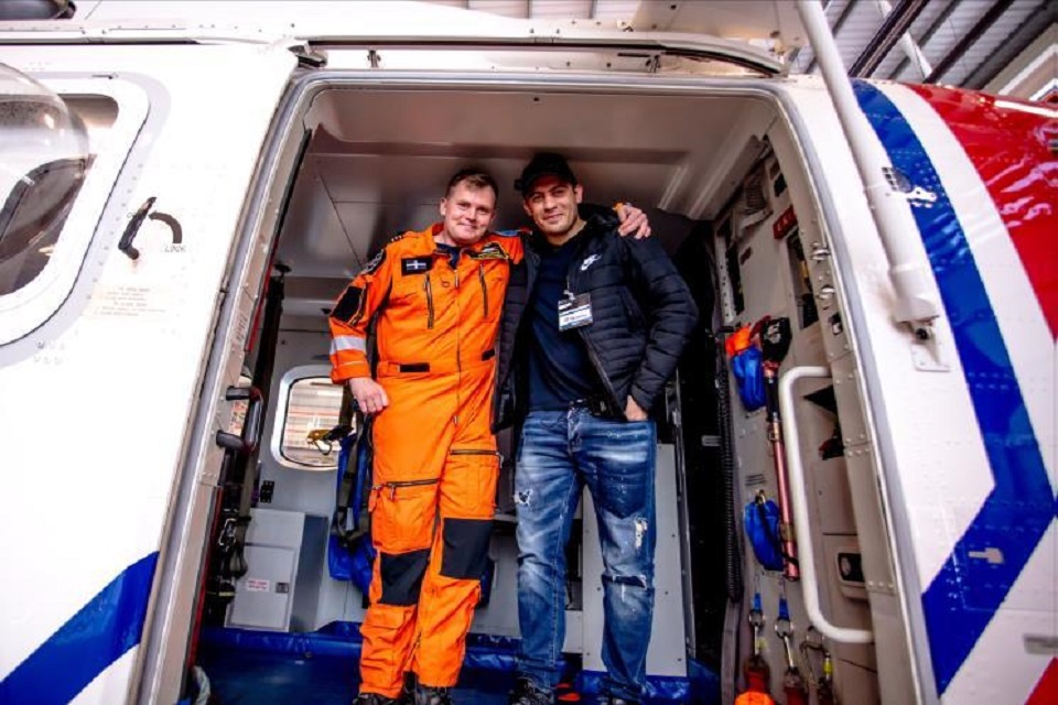 Emotional reunion for coastguard helicopter crew and Regan Green - GOV.UK