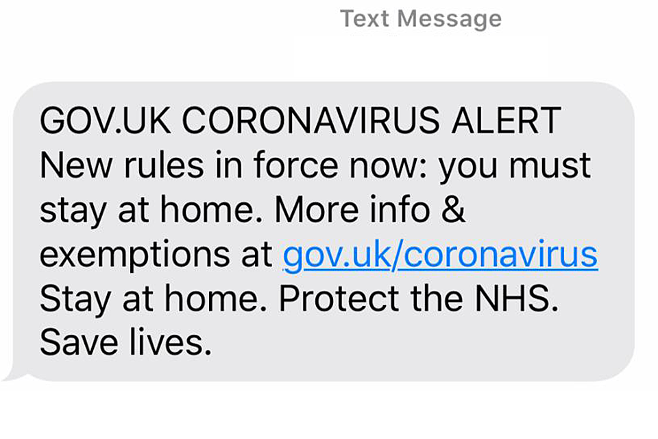 Coronavirus: SMS messages - GOV.UK
