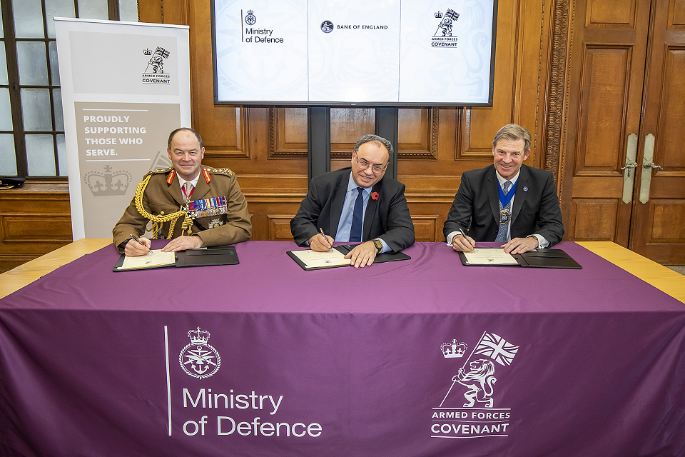 Armed Forces Covenant was signed by the Bank of England - GOV.UK