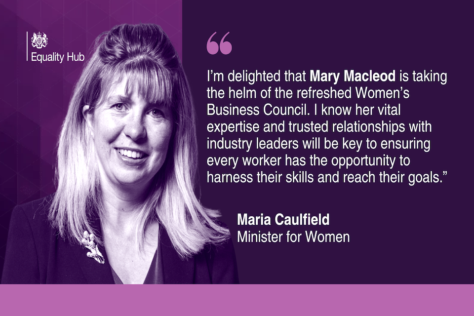 CEO of BITC, Mary Macleod, to chair Women's Business Council - GOV.UK