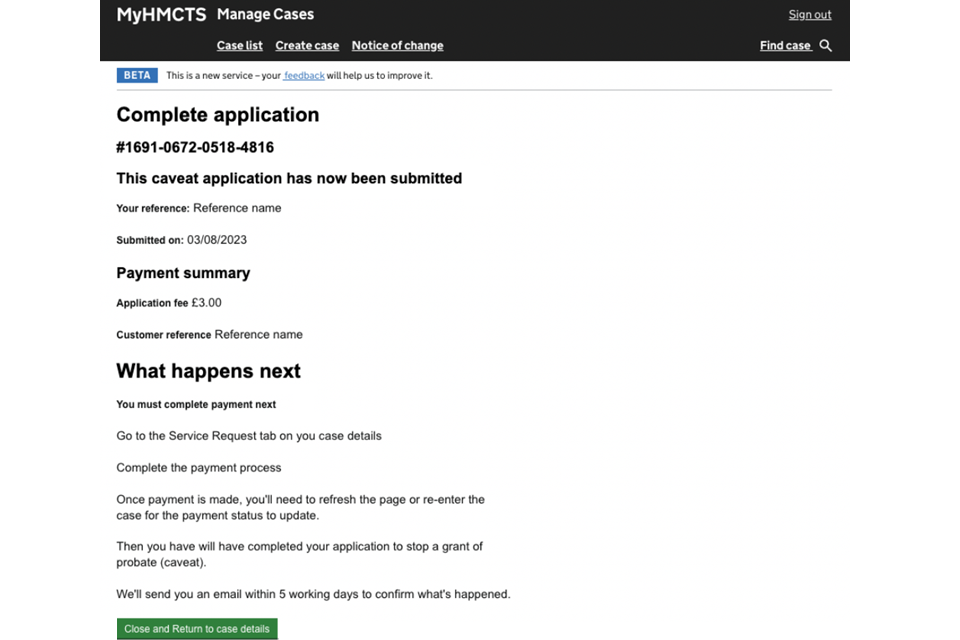 Apply to stop a probate application with MyHMCTS - GOV.UK